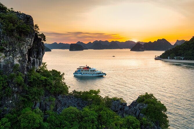 1-Day Halong Luxury Cruise,Buffet Meal,Sunset Party,Cave & Island - First Stop: Surprising Cave & Scenic Sights