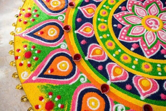 1-Hour Traditional Kolam Art class using Colored Flour with Guide - The Practicalities and Details