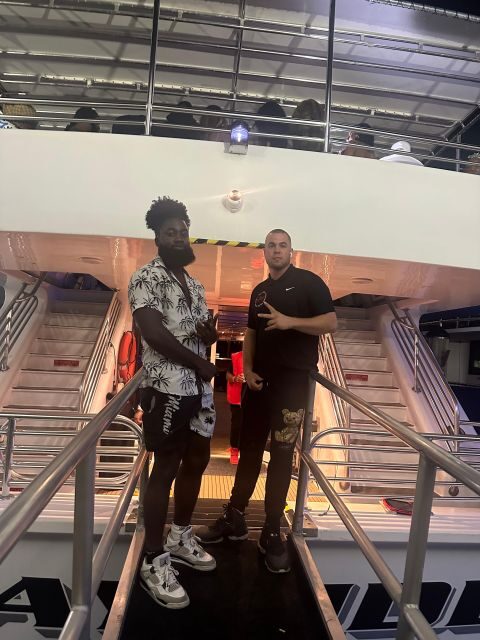 100ft 200 passenger 3 story mega yacht w open bar at Bayside - A Closer Look at the Miami Mega Yacht Party Cruise