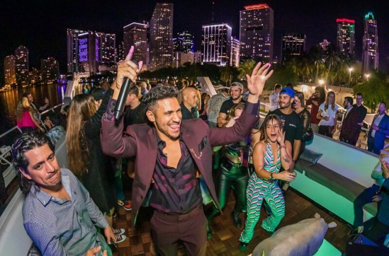 100ft 200 passenger 3 story mega yacht w open bar at Bayside - What to Expect from the Miami Mega Yacht Experience