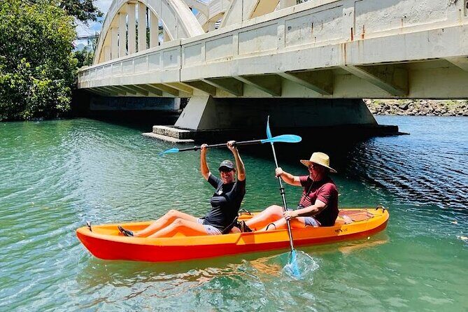 2 hour tandem kayak rental at our private launch area in Hale'iwa - Discover the Calm of Haleiwa’s Anahulu River with a 2-Hour Tandem Kayak Rental