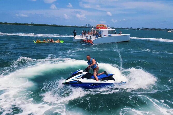 3 Hour Party Boat Jet ski Banana Tube and open bar in Miami - Key Points