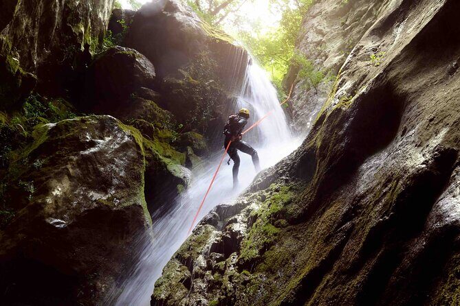 5Hrs Advanced Canyoning (50m) 12 Rappels (Pickup, Lunch & GoPro) - Key Points
