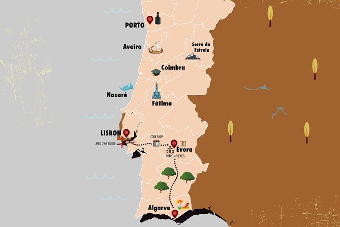 Algarve to Lisbon with stop at Évora, Bones Chapel and Cork factory - A Detailed Look at the Itinerary