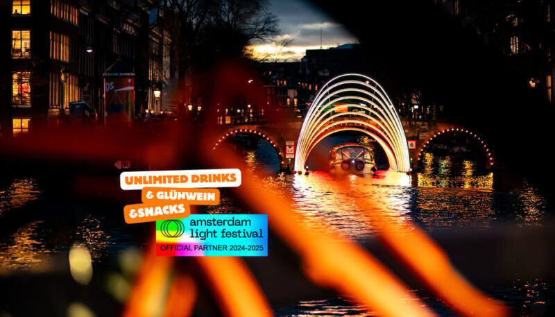 Amsterdam: Light Festival Cruise w/ Hot Drinks & Bite option - Key Points