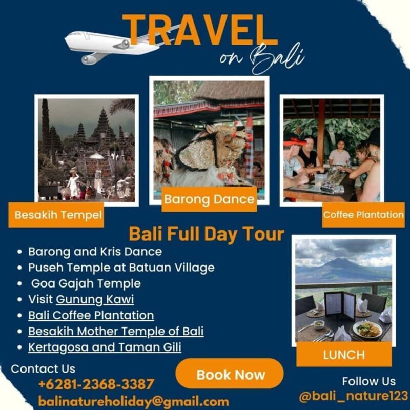 Bali Full Day Tour  Bali Nature Journey - Starting Point: Batubulan Village and the Barong & Kris Dance