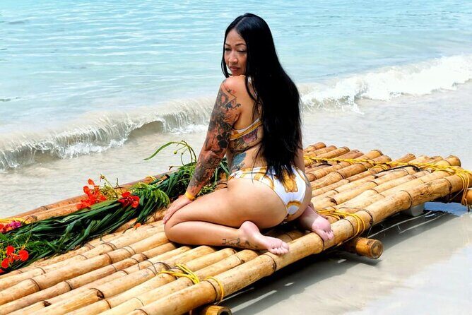 Bamboo Bliss Drone Photoshoot in Caribbean Sea - An Authentic Jamaican Photoshoot on the Water