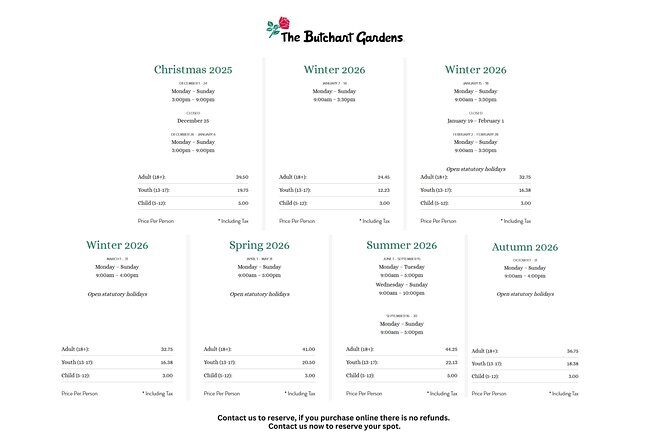 Butchart Gardens Spring & Summer Bloom Highlights (1-6pax) - FAQ