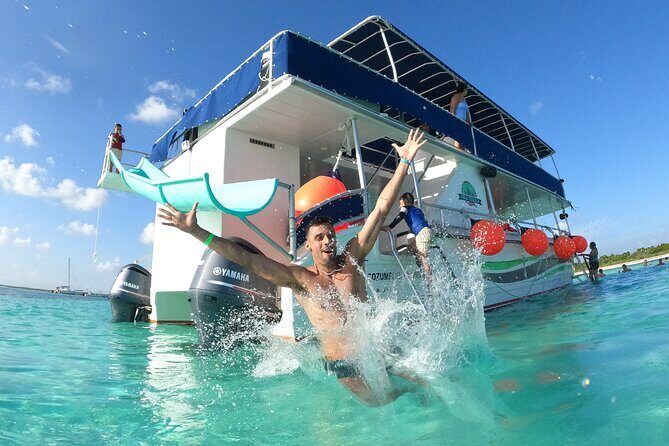 Catamaran with Slide in Cozumel Reef Snorkeling Experience - Key Points