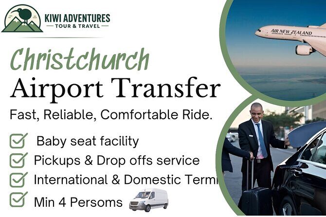 Christchurch INTL Airport Van Transfer to City Minimum 4 persons - Practical Details and Booking