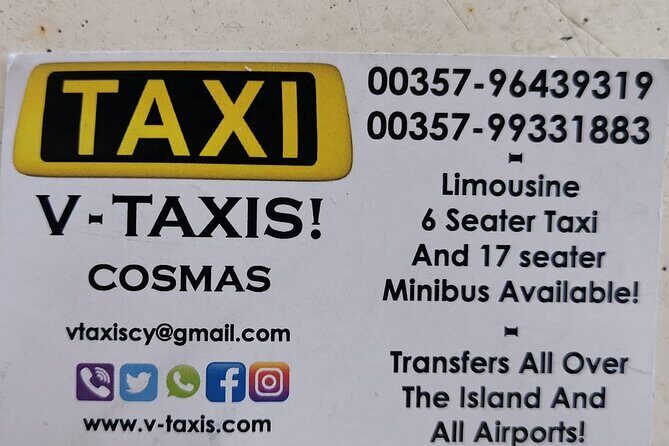 Cyprus Larnaca Airport Private Transfers to Ayia Napa 1-5 Passengers - Key Points