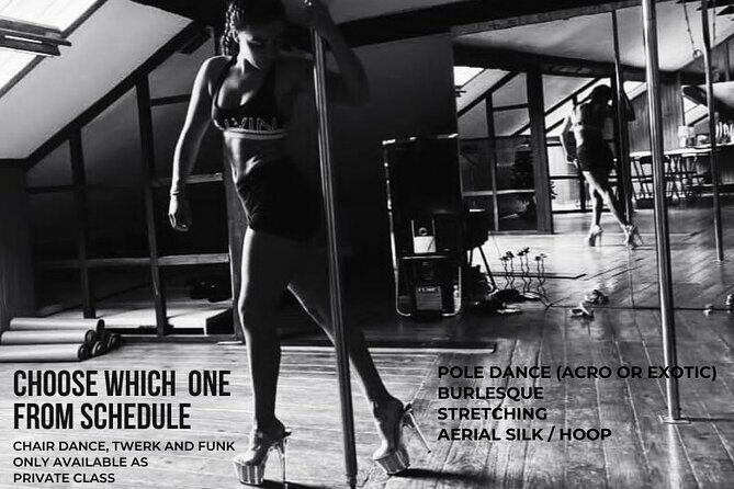 Dance Class (choose 1: Pole Dance, Burlesque or Aerial Silk/Hoop) - Location and Accessibility