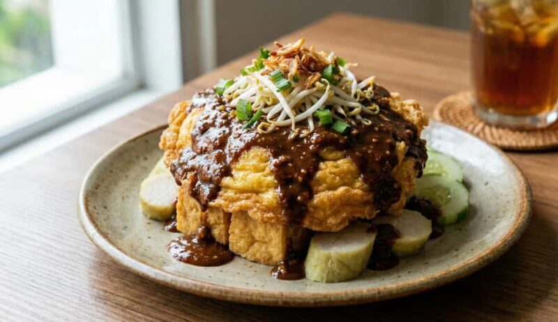 East Javanese Tofu Omelette with Peanut Sauce Class - The Tasty Details