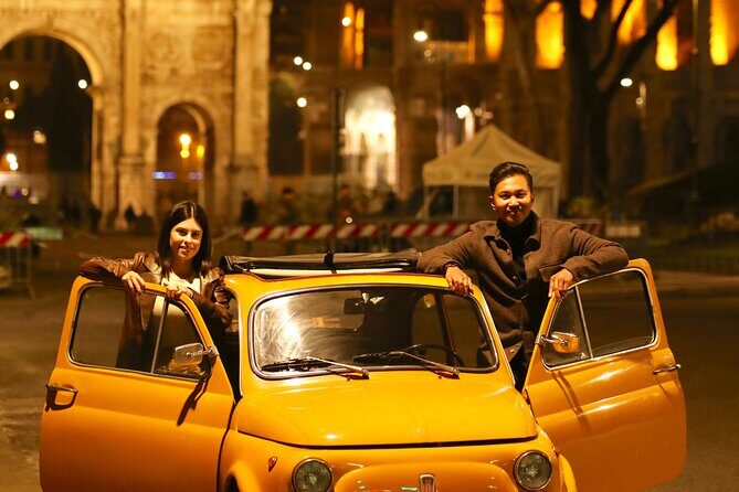 Fiat500 Night&Sunset Photoshoot, with a Roman, pickup included - An Authentic Way to Experience Rome in a Vintage Fiat