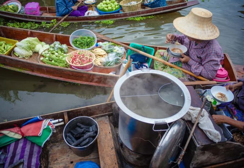 From Bangkok: Maeklong Railway and Floating Market Food Tour - Key Points