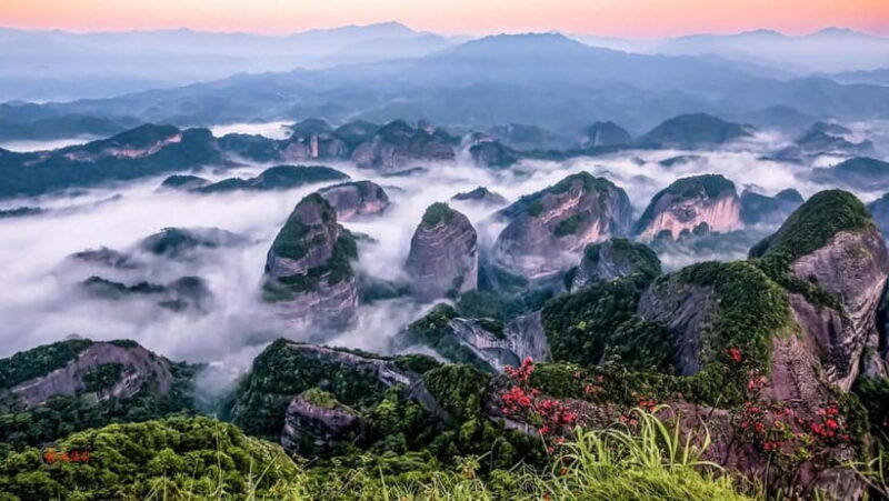 From Guilin: Danxia Peaks & Guangxi-Hunan Tribal Trails Tour - The enchanting "Whales in Mist" – a cloud-shrouded wonder