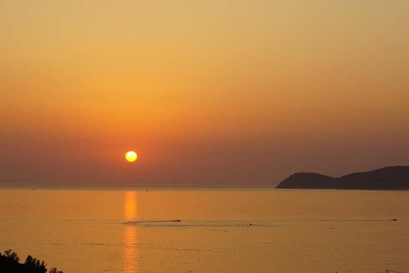 From Lefkimmi: Sunset Blue Lagoon - Meta Description