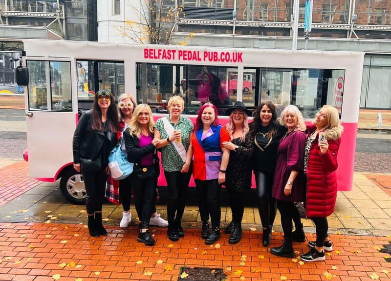 Fully Enclosed Pink Party Bike around Belfast - Key Points