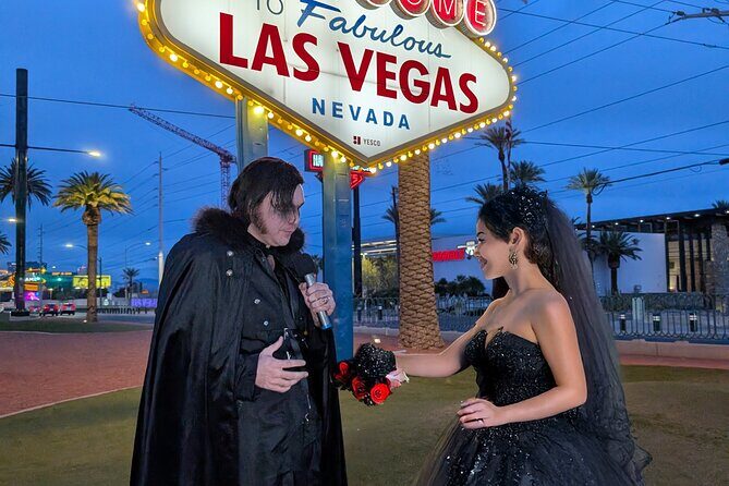 Goth Wedding or Vow Renewal at Vegas Sign with Props and Photos - An Enchanting Gothic Ceremony: What You Can Expect