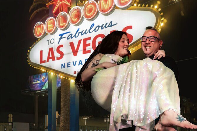 Goth Wedding or Vow Renewal at Vegas Sign with Props and Photos - Authentic Feedback from Participants