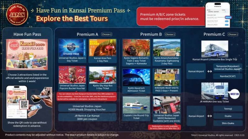 Have Fun in Kansai Premium Pass - Optional entry to USJ - Key Points