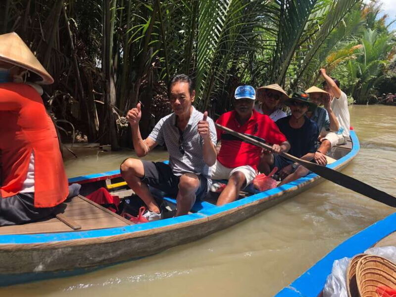 HCM:Mekong Delta 4 Islands Boat Tuk Tuk Try KhotCake Cooking - Visiting Vinh Trang Pagoda
