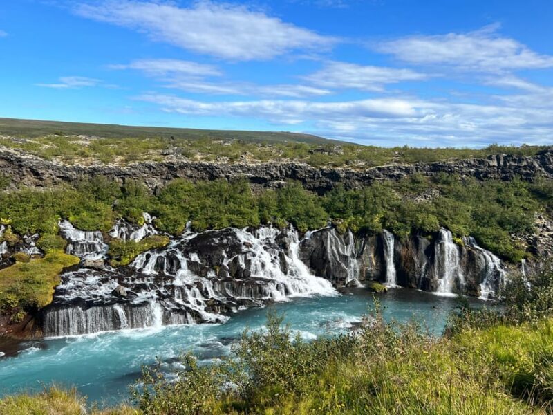 Hraunfossar, Barnafoss+Hvamsvik hot spring Private tour - Key Points