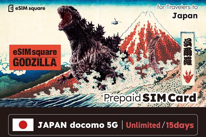 Japan Unlimited SIM Card + Godzilla sticker | Kansai Airport - Key Points