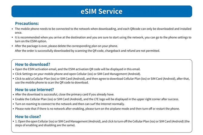 KDDI and Softbank eSIM in Japan for 1-30 Days with 3GB-Unlimited - FAQ