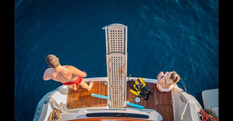 Luxury yacht: Sunset Blue Cave & Panoramic Tour w Wine - Detailed Breakdown of the Itinerary