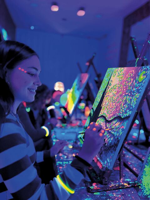 Madrid: Wine Gogh Glow Academy Paint and Sip Classes - The Experience in Detail