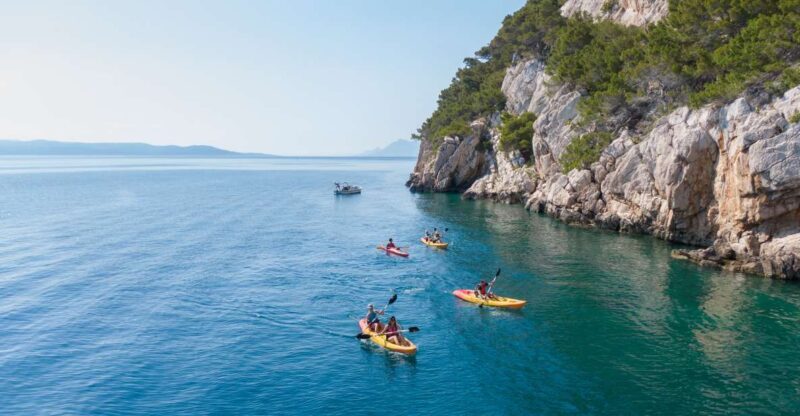 Makarska: Guided Sea Kayaking Tour with Snorkeling Stop - Cliff Jumping and Floating Back to Base