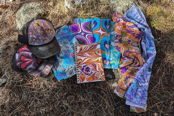 Marbled Silk Scarf, Trucker Hat, Sketchbook or 4 Pieces of Paper - What to Expect During the Session