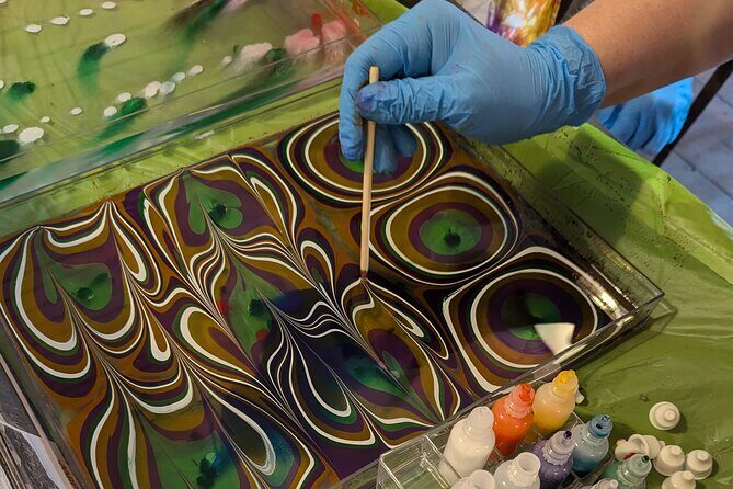 Marbled Silk Scarf, Trucker Hat, Sketchbook or 4 Pieces of Paper - Group Size & Atmosphere