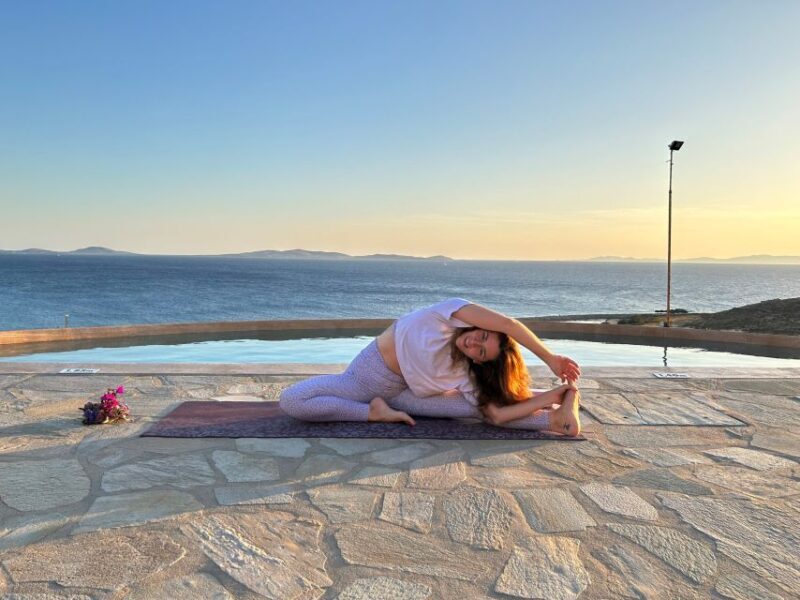 Mykonos: Sunset Group Yoga Session - The Instructor: Mikaela and Her Approach