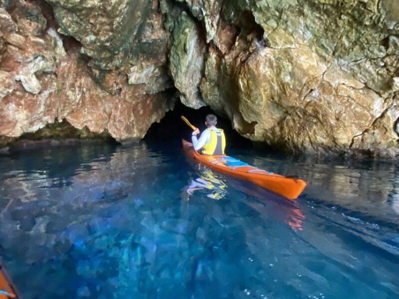 Naxos: Rhina Cave and Coastline Sea Kayaking Tour - Snacking and Dining on Local Flavors
