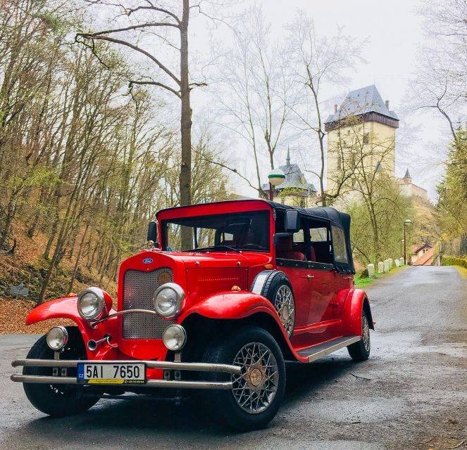 Prague: Fairytale Karlstejn Castle in Retro-Style Car - Key Points