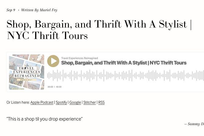 Private Secondhand Bargain Shopping & Styling Tour with a Personal Shopper - Discovering the Manhattan Shopping Scene: A Detailed Look