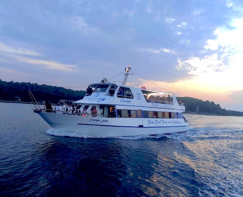 Pula: Brijuni Sunset Dolphin Cruise with Dinner & Drinks - Key Points