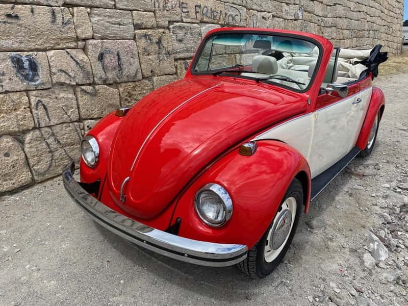 Rethymno: Ride with a VW Beetle Cabrio for 12 hours - Key Points