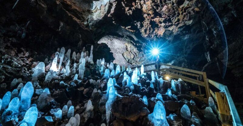 Reykjavik: Lava Cave, Hot Springs, and Waterfalls Tour - Transport & Group Size