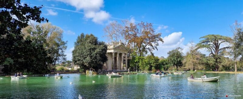 ROME: Villa Borghese Lake tour by boat paddling independently +aperitivo - Exploring the Villa Borghese Lake experience in detail