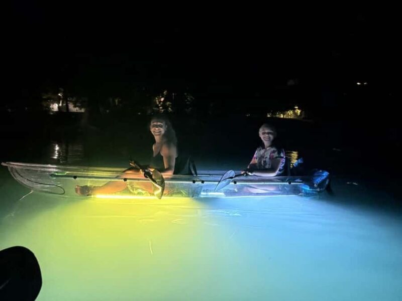San Marcos: Sunset Clear Kayak Eco Tour with Glow Lights - The Experience in Detail
