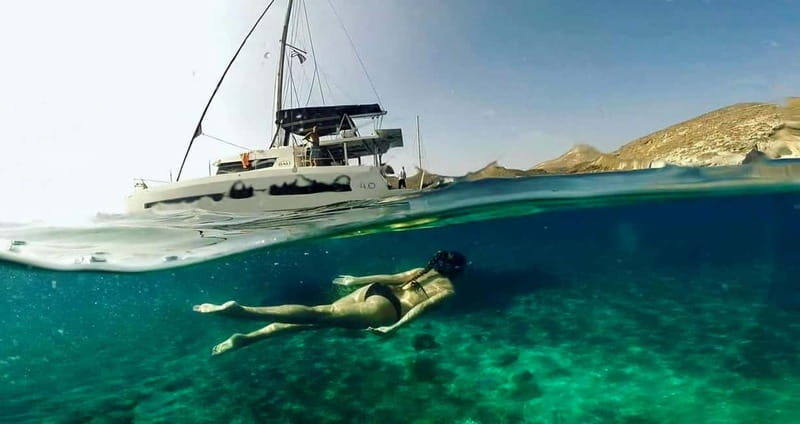 Santorini: Catamaran Cruise with Fresh Meal & Open Bar - Key Points