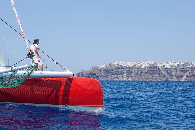 Santorini Cruise on Catamaran with BBQ & Open Bar - Frequently Asked Questions