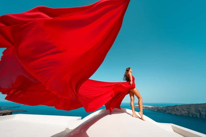 Santorini: Flying Dress Photoshoot - The Authentic Experience of a Santorini Flying Dress Photoshoot