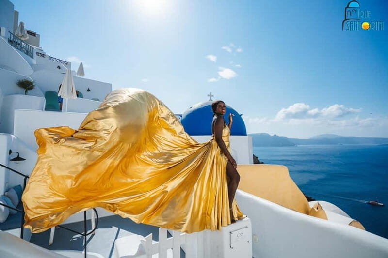 Santorini: Flying Dress Photoshoot with Edited Photos - Who Will Love This Experience?