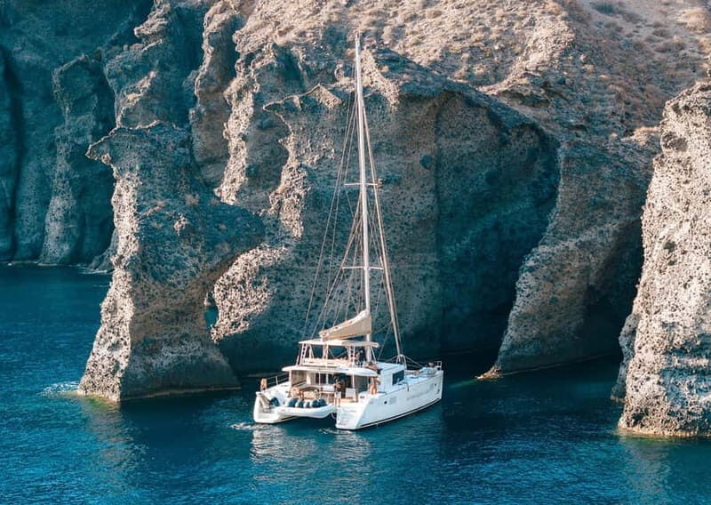 Santorini: Luxury Catamaran Cruise with Lunch, BBQ & Drinks - Key Points