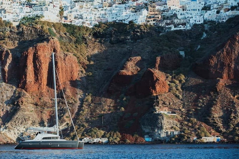 Santorini: Private Catamaran Cruise with BBQ Meal and Drinks - The Enchanting Island of Thirassia – A Step Back in Time