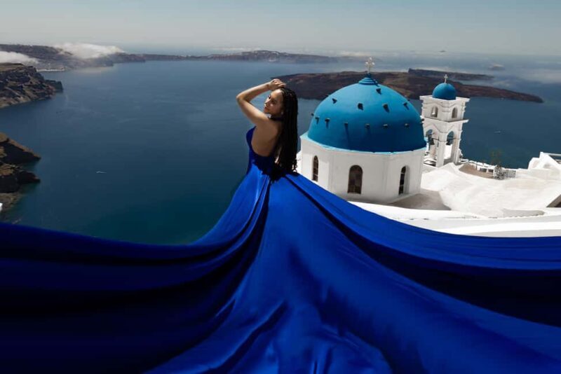 Santorini: Private Flying Dress Photoshoot Iconic Locations - An Introduction to the Experience